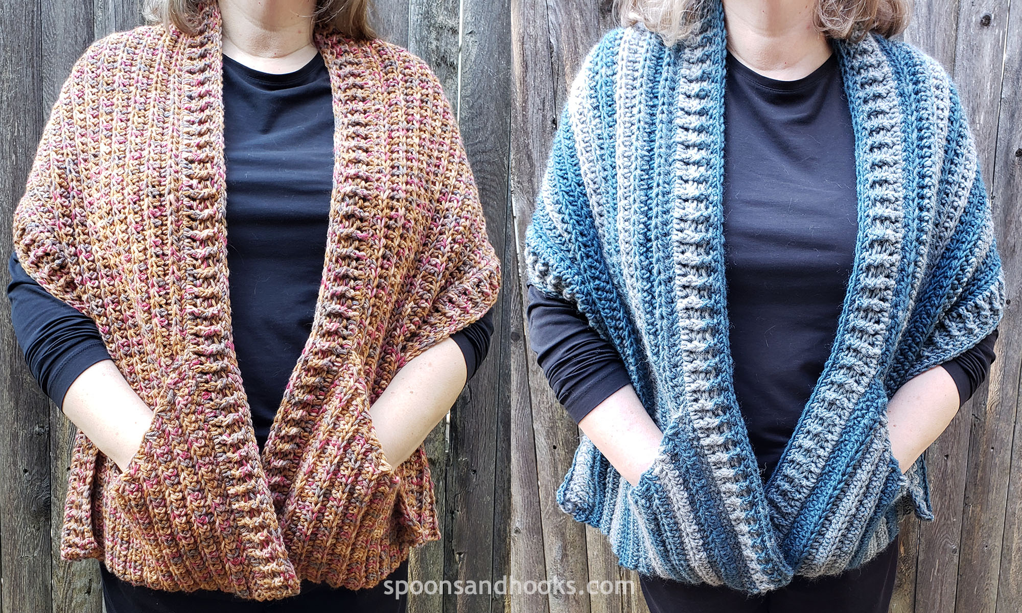 Easy angled pocket shawl – Spoons & Hooks: Crochet patterns